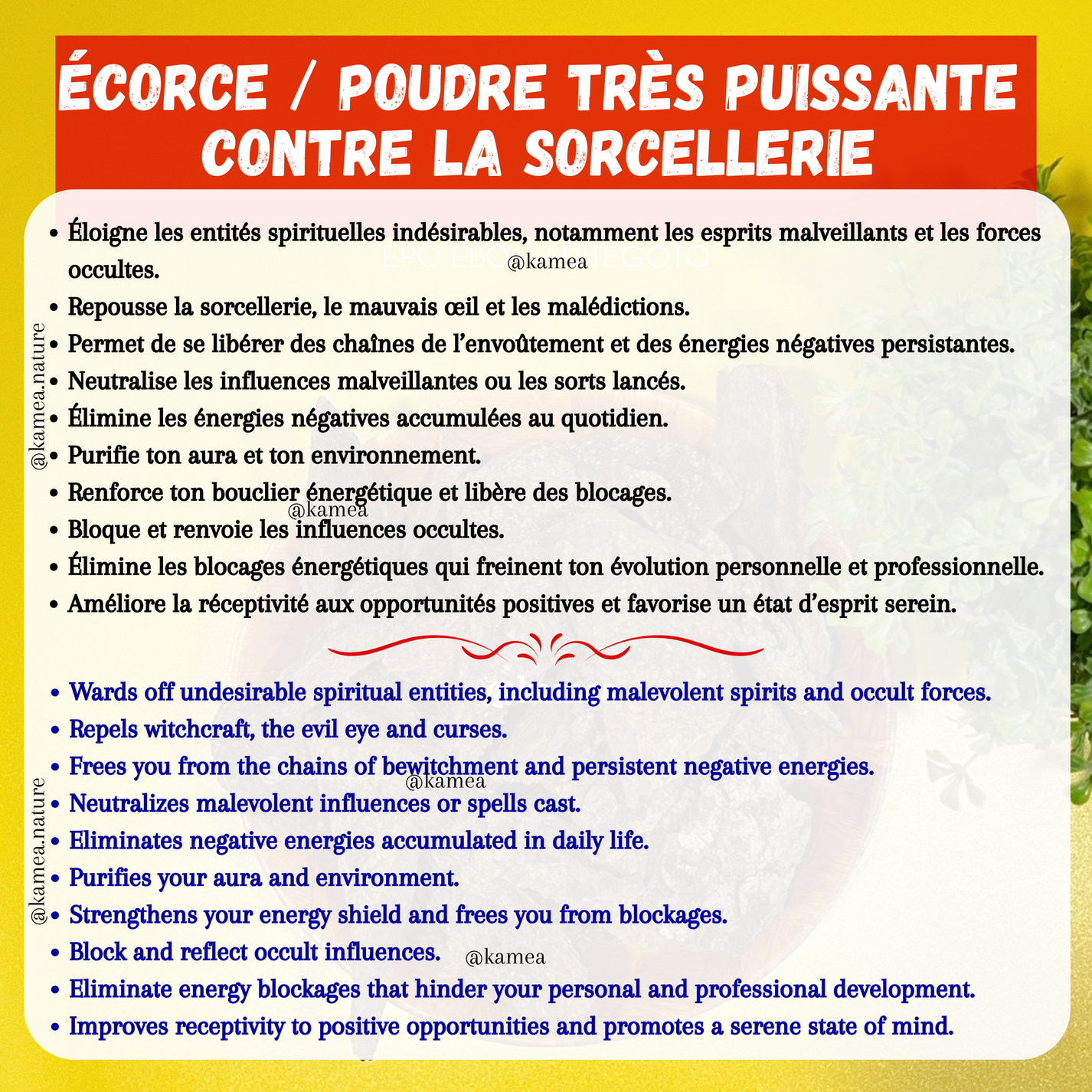 Puissante poudre ANTI-SORCELLERIE - EPO EBO - ADITÈGOTO – Kamea Nature