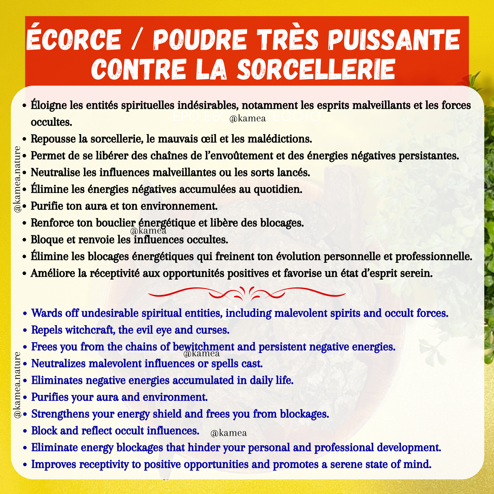 Puissante poudre ANTI-SORCELLERIE - EPO EBO - ADITÈGOTO – Kamea Nature