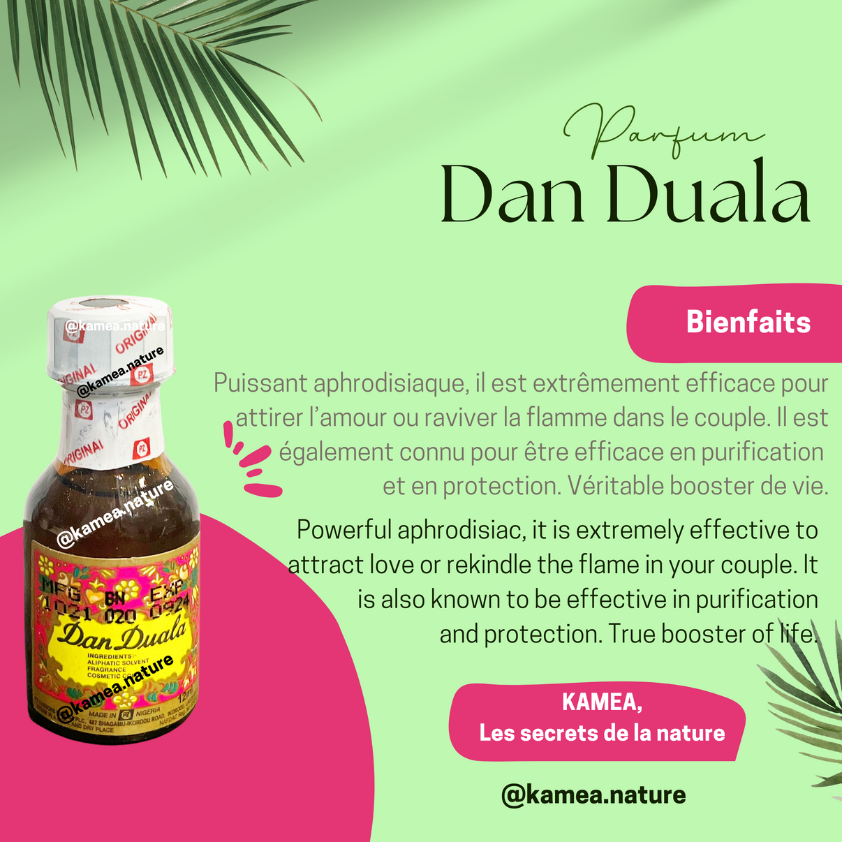 Parfum Dan Duala - Parfum spirituel - puissant attraction – Kamea Nature